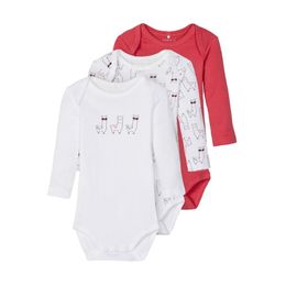 name it langarm Bodys im 3er-Pack Alpaka in Rot | Gr.: 92