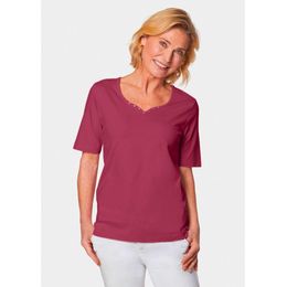 GOLDNER Halbarm Basic-Shirt aus Baumwolle in merlot | Gr.: 44