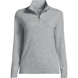 LANDS' END Kaschmir-Pullover mit Reißverschluss, Damen,  Grau, by Lands' End