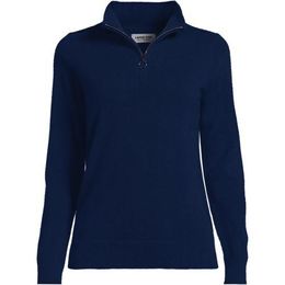 LANDS' END Kaschmir-Pullover mit Rei&szlig;verschluss, Damen,  Blau, by Lands' End