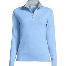 LANDS' END Kaschmir-Pullover mit Rei&szlig;verschluss, Damen,  Blau, Kaschmir, by Lands' End