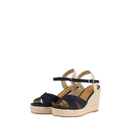 Tom Tailor Damen Sandalen mit Keilabsatz, blau, Uni, Gr. 41