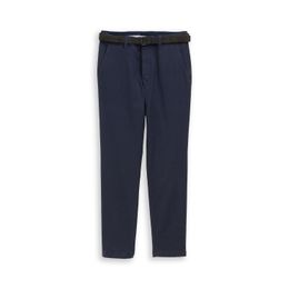 Tom Tailor Herren TTTRAVIS SLIM Chino Hose mit G&uuml;rtel, blau, Meliert, Gr. 38/32