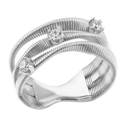 Firetti Fingerring »Schmuck Geschenk Silber 925 Damenring Ring mehrreihig« mit Zirkonia (synth.) silberfarben-kristallweiß 54 Sportlicher Damenring...
