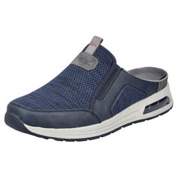 Rieker Clog, Sommerschuh, Strandschuh, Hausschuh mit seitlichen Stretcheinsätzen blau-grau 41 41 Clog mit trendiger Keilsohle und Rieker...