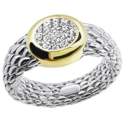 Firetti Fingerring »Schmuck Geschenk Silber 925 Damenring Ring Milanaise Solitär bicolor« mit Zirkonia (synth.)...