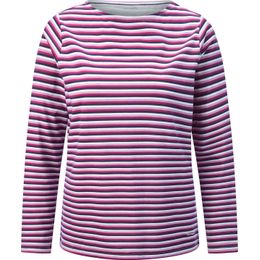 Damen Langarmshirt im Ringel-Dessin magenta-marine-geringelt, Größe 50