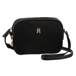Umhängetasche Tommy Hilfiger, Damen, schwarz, Baumwolle, Polyurethan, unifarben, Taschen, mit TH-Emblem vorne
