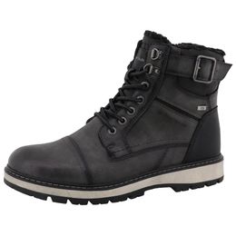 Winterboots Tom Tailor, Herren, Gr. 45, grau (dunkelgrau used), Lederimitat, Textil, Schuhe, Outdoorschuh, Winterstiefel, Schnürboots mit TEX-Membran, Weite G