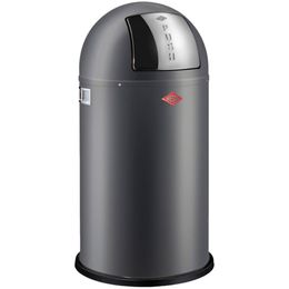 Mülleimer Wesco "Pushboy", grau (graphit matt), B:40cm H:75,5cm T:40cm, Stahlblech, Mülleimer, Abfallsammler, 50 Liter
