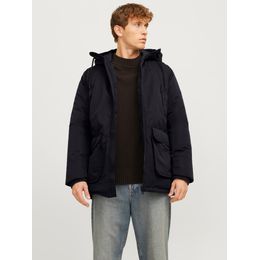 Jack & Jones Parka JACK & JONES "JJCONSTRUCT PARKA", Herren, Gr. S, schwarz, Web, Obermaterial: 100% Polyester, unifarben, normal, Rippbündchen, Jacken