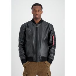 Lederjacke Alpha Industries "MA-1 Leather LF", Herren, Gr. S, schwarz, Obermaterial: 100% Leder, Futter: 100% Polyester, Füllung: 100% Polyester, Jacken