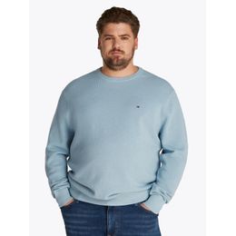 Tommy Hilfiger Big & Tall Rundhalspullover "BT-ESSENTIAL STRUCTURE CREW NECK", Herren, Gr. XXL, blau (blau fizz heather), Strick, Obermaterial: 100% Baumwolle, TOMMY HILFIGER BIG & TALL, regular fit normal, Rundhals, eingesetzt Rippbündchen, Pullover, Große Größen