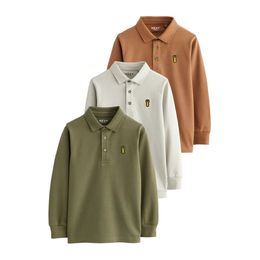 next Poloshirt Jungen Gr&ouml;&szlig;e 152 khaki / orange / wei&szlig;