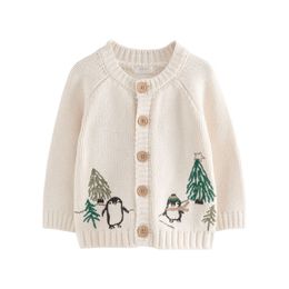 next Strickjacke Jungen Gr&ouml;&szlig;e 86 creme / brokat / gr&uuml;n / schwarz