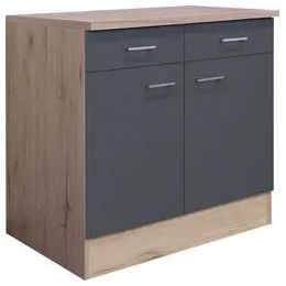 Unterschrank Flex-Well "Morena", grau (basaltgrau, san remo eiche), B:80cm H:85cm T:60cm, Holzwerkstoff, Schränke, Küchenunterschrank, (B x H x T) 80 x 85 x 60 cm, für viel Stauraum