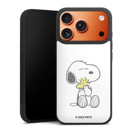 DeinDesign iPhone 17 Pro Handy Premium Silikon H&uuml;lle Handyh&uuml;lle schwarz Case Snoopy Love Peanuts Silikon Premium Case