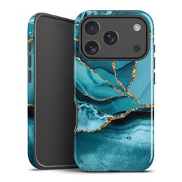 DeinDesign iPhone 17 Pro Handy Panzer Handyh&uuml;lle robuste Outdoor H&uuml;lle Schutzh&uuml;lle gl&auml;nzend Gemstone Marble Glitzer Tough Case