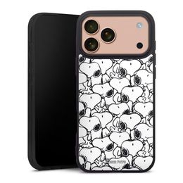 DeinDesign iPhone 17 Pro Max Handy Premium Silikon H&uuml;lle Handyh&uuml;lle schwarz Case Peanuts Snoopy Muster Silikon Premium Case