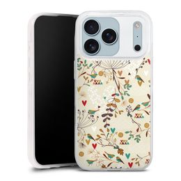 DeinDesign iPhone 17 Pro Handy Slim Case extra dünn Silikon Handyhülle transparent Hülle Flowers Retro Bird Silikon Slim Case
