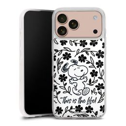 DeinDesign iPhone 17 Pro Max Handy Silikon H&uuml;lle Case transparent Handyh&uuml;lle Peanuts Flowers Snoopy Silikon Case
