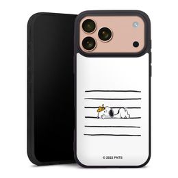 DeinDesign iPhone 17 Pro Max Handy Premium Silikon H&uuml;lle Handyh&uuml;lle schwarz Case Snoopy Dog Peanuts Silikon Premium Case