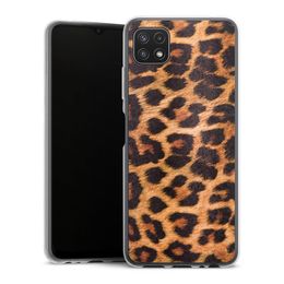 DeinDesign Galaxy A22 5G Handy Silikon H&uuml;lle Case transparent Handyh&uuml;lle Leopard Fur Animal Print Silikon Case