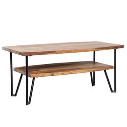 KADIMA DESIGN Couchtisch im Industrial-Style aus Sheesham Massivholz und Metall, 90x50x40 cm &ndash; KADIMA DESIGN