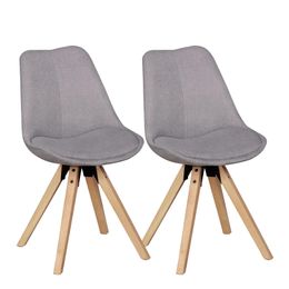 KADIMA DESIGN 2er Set Esszimmerst&uuml;hle LUND: Stoffbezug und Holzbeine, Skandinavisches Design, Komfortables Sitzen, Verschiedene Farben