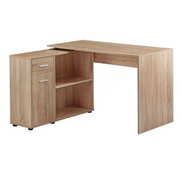 KADIMA DESIGN Schreibtisch mit Regal-Platte: Integriertes Regal, flexibel aufstellbar, Melaminharz-Beschichtung, Schublade/T&uuml;r &ndash; Sonoma, 120x106,5x75,5 cm