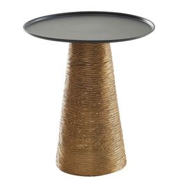 KADIMA DESIGN Aluminium Beistelltisch, Exquisites Schwarz-Gold Muster, Handgefertigt und Praktisch, 40x40 cm