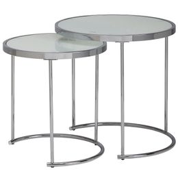 KADIMA DESIGN 2tlg Runder Glas Couchtisch Set, modernes Design mit Stauraum, platzsparend.