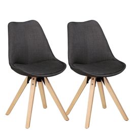 KADIMA DESIGN 2er Set Esszimmerst&uuml;hle LUND: Stoffbezug und Holzbeine, Skandinavisches Design, Komfortables Sitzen, Verschiedene Farben