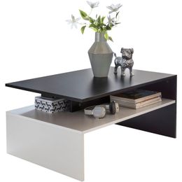 KADIMA DESIGN Moderner zweifarbiger Couchtisch in Schwarz und Wei&szlig;, 90x60 cm, Melaminharzbeschichtung