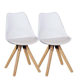 KADIMA DESIGN 2er Set Esszimmerst&uuml;hle LUND: Kunstlederbezug und Holzbeine, Skandinavisches Design, Komfortables Sitzen, Verschiedene Farben