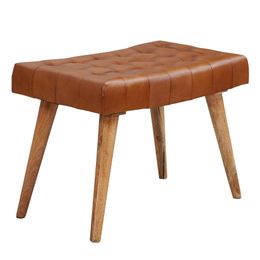 KADIMA DESIGN Moderner Chesterfield-Lederhocker, Echtleder und Naturholz, 120 kg Belastbarkeit.