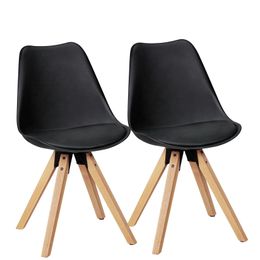 KADIMA DESIGN 2er Set Esszimmerst&uuml;hle LUND: Kunstlederbezug und Holzbeine, Skandinavisches Design, Komfortables Sitzen, Verschiedene Farben