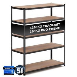 ALL Premium Schwerlastregal 180x150x60cm Schwarz &ndash; Bis 1250 kg belastbar, h&ouml;henverstellbar, Stecksystem, ideal f&uuml;r Lager, Garage & Keller
