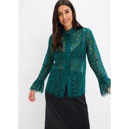 bonprix Bluse aus Spitze, gr&uuml;n, mit Baumwolle