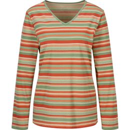 w&auml;schepur Damen Schlafanzug eucalyptus-terra-gestreift, Gr&ouml;&szlig;e 48/50
