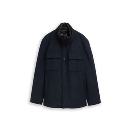 Tom Tailor Herren 2-in-1 Wolljacke mit abnehmbarer Innenjacke, blau, Uni, Gr. XXL