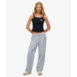 Superdry Damen Gestreifte Hose aus Bio-baumwolle mit Elastikbund Blue - Gr&ouml;&szlig;e: 44 2123631500199D8W025
