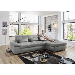 Ecksofa DIE PLANBAR "MP-IN16012 L-Form, mit Kaltschum-Polsterung", silber, B:309cm H:85cm T:195cm, 85% Polyester;15% Nylon, Sofas, Ecksofa, inkl. Sitztiefenverstellung, wahlweise mit weiteren Funktionen