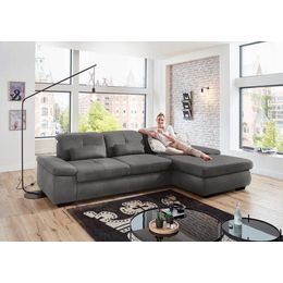 Ecksofa DIE PLANBAR "MP-IN16012 L-Form, mit Kaltschum-Polsterung", grau, B:309cm H:85cm T:195cm, 85% Polyester;15% Nylon, Sofas, Ecksofa, inkl. Sitztiefenverstellung, wahlweise mit weiteren Funktionen