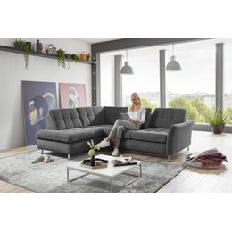 Ecksofa DIE PLANBAR "MP-IN20016 L-Form mit Kaltschaum-Polsterung", grau (anthrazit), B:242cm H:87cm T:116cm, 100% Polyester, Sofas, Ecksofa, wahlweise mit Kopfst&uuml;tzen und Bettfunktion