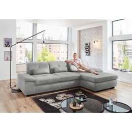 Ecksofa DIE PLANBAR "MP-IN16012 L-Form, mit Kaltschum-Polsterung", silber, B:309cm H:85cm T:195cm, 85% Polyester;15% Nylon, Sofas, Ecksofa, inkl. Sitztiefenverstellung, wahlweise mit weiteren Funktionen