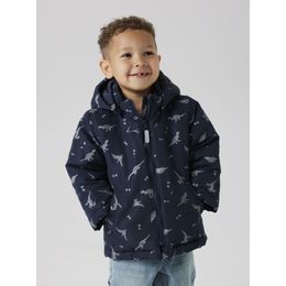 Outdoorjacke name it "NMMMAX PA JACKET REF AOP NOOS", Jungen, Gr. 80, schwarz sapphire aop:ref dino, Web, Obermaterial: 100% Polyester, bedruckt, hüftlang, Rippbündchen, Jacken Outdoorjacke