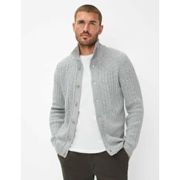 Strickjacke Brax "Style JEFF", Herren, Gr. XL, silber (hellgrau), Strick, 50% Wolle, 25% Viskose, 25% Polyamid, Strickjacken