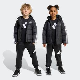 Winterjacke adidas Sportswear "LK ESS 3S JKT", Kinder, Gr. 116, weiß (schwarz, weiß), Obermaterial: 100% Polyester, Jacken