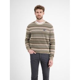 Strickpullover Lerros, Herren, Gr. M, tender beige melange, Strick, Obermaterial: 100% Baumwolle, gestreift, normal hüftbedeckend, Rundhals, Bündchen, Pullover, in Streifen-Optik